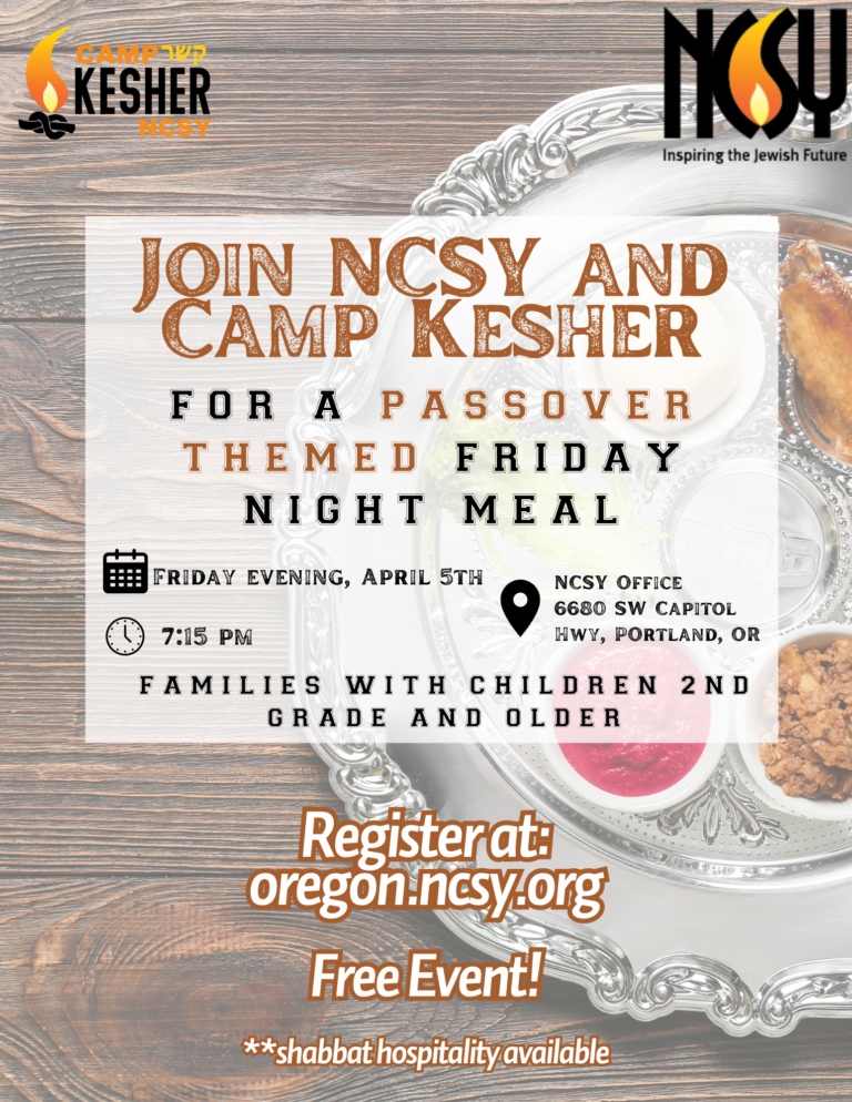 April Family Shabbat Dinner | Oregon NCSY